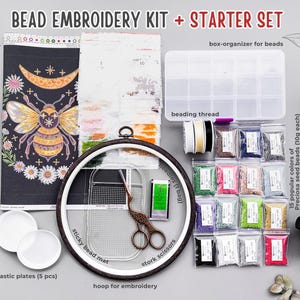 DIY Scarab Bead Embroidery Kit Emerald Beetle Art Canvas Insect ...