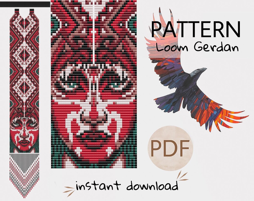 PDF Tribal Inidan Red Woman Gerdan Fringe Pattern, Geometric Tribe Seed ...