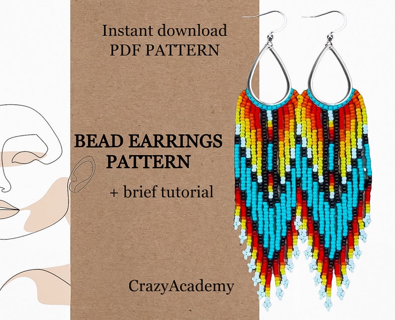 PDF Native American Style Bead Fringe Earrings, Colorful Hoop Earrings ...