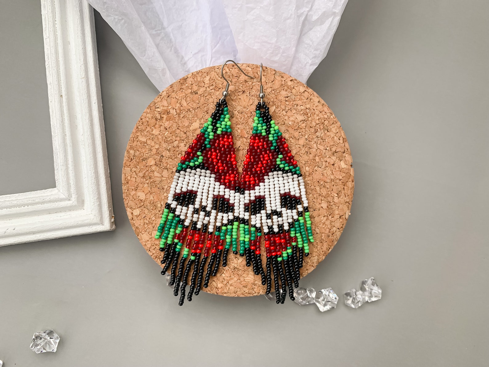 DIY Kit Beaded Skull Fringe Earrings Pattern - Halloween Bead Rose ...