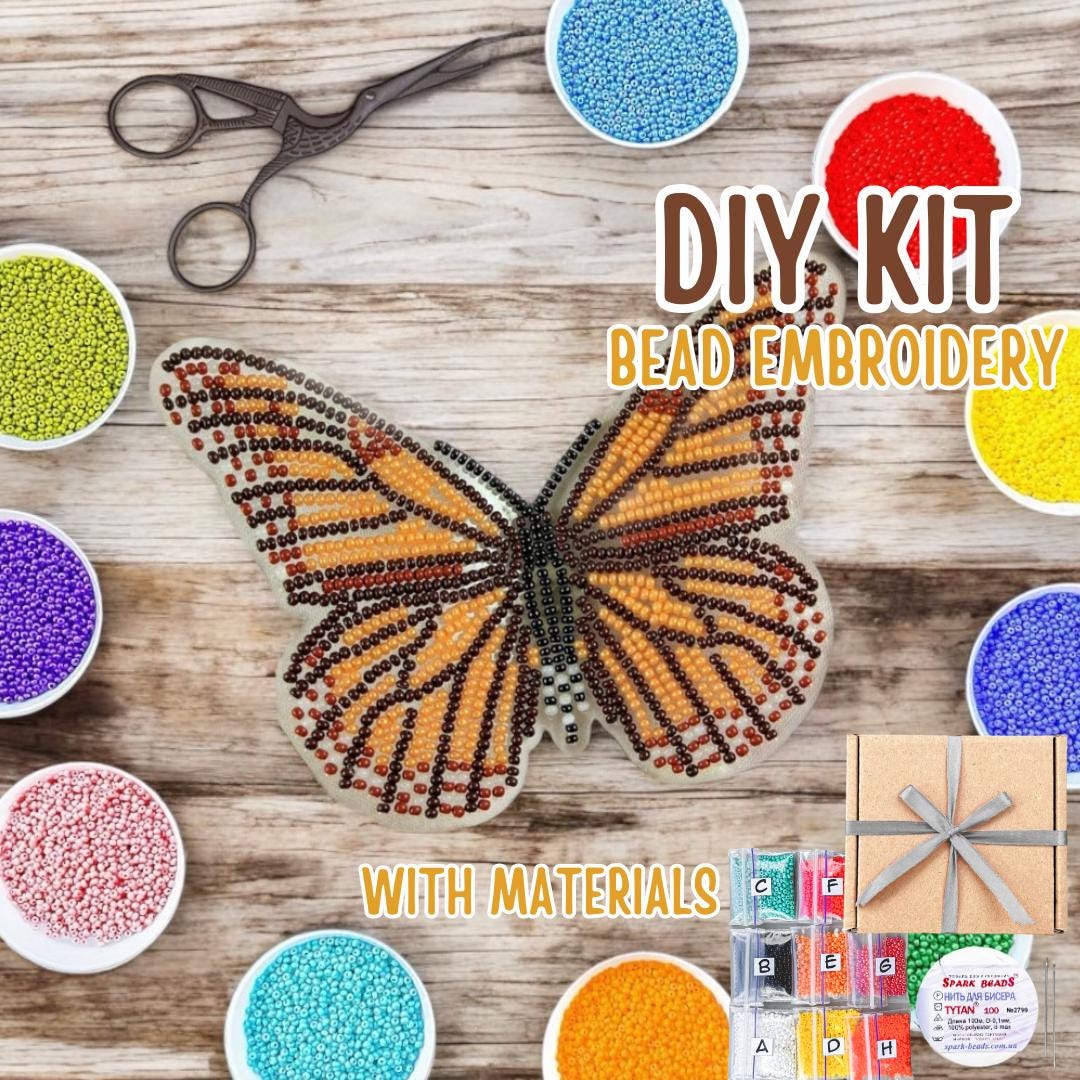 DIY Monarch Butterfly Bead Embroidery Magnet Kit Wing Butterfly Art ...