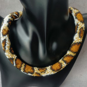 KIT to Make Bead Crochet Brown Tiger Python Necklace Pattern - Jewelry ...