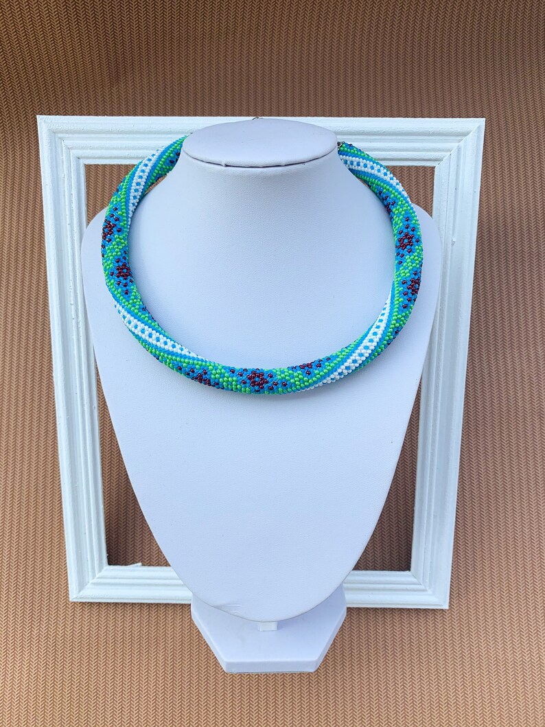 KIT to Make Bead Crochet rope necklace green Crochet Seed | Etsy