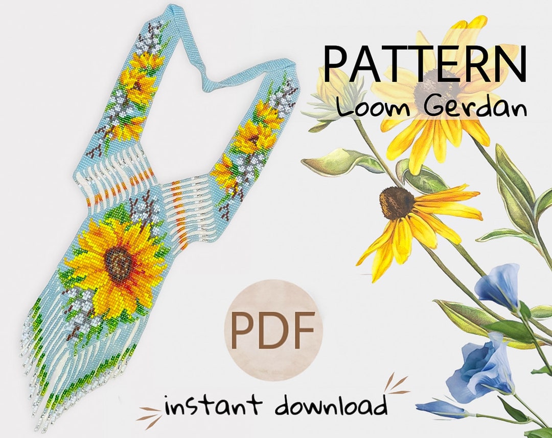 PDF Blue Yellow Sunflower Seed Bead Woven Necklace Pattern, Craft ...