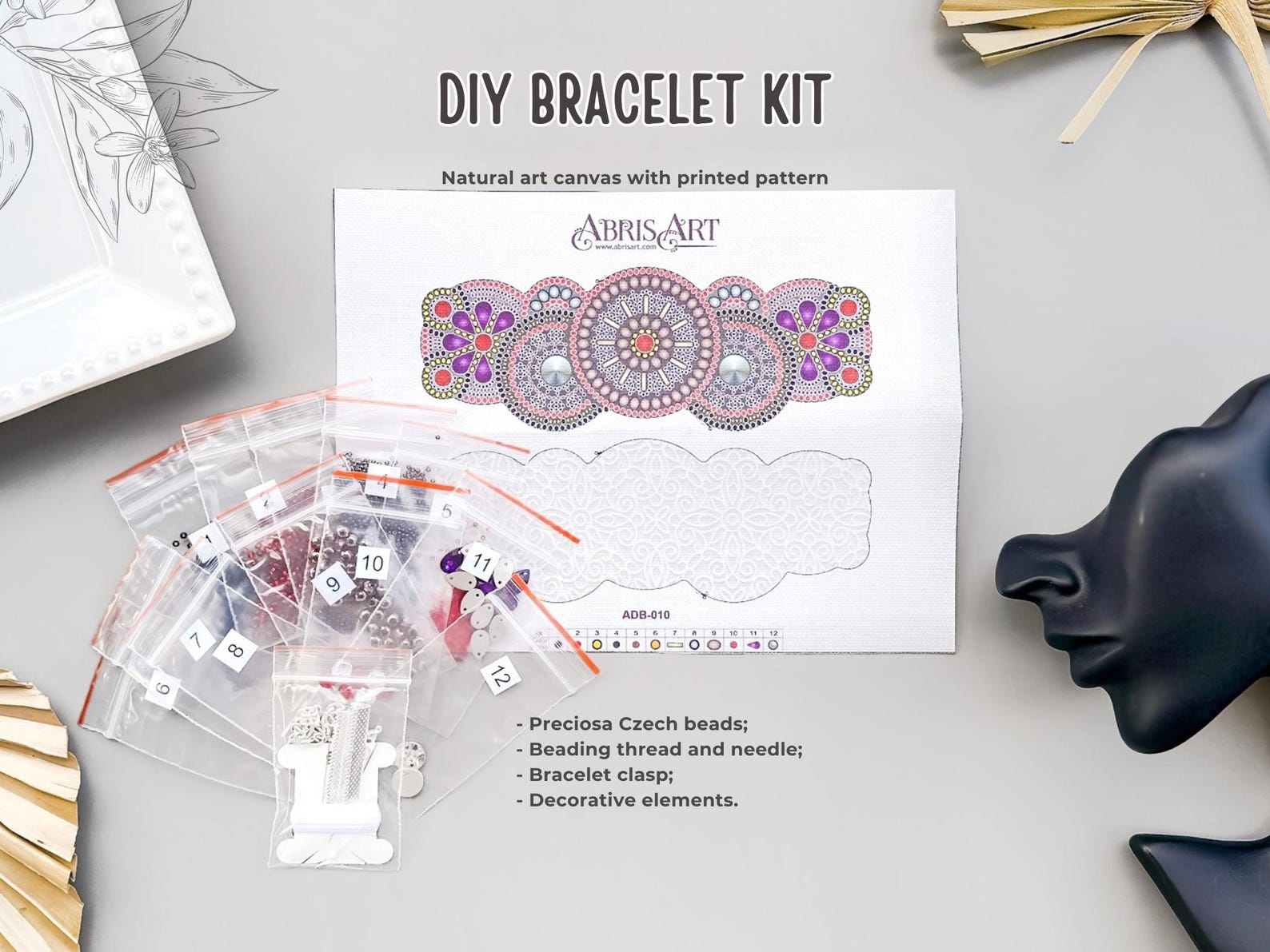 DIY Red Gold Luxury Beaded Bracelet Kit, Handmade Bracelet Beadwork Kit ...
