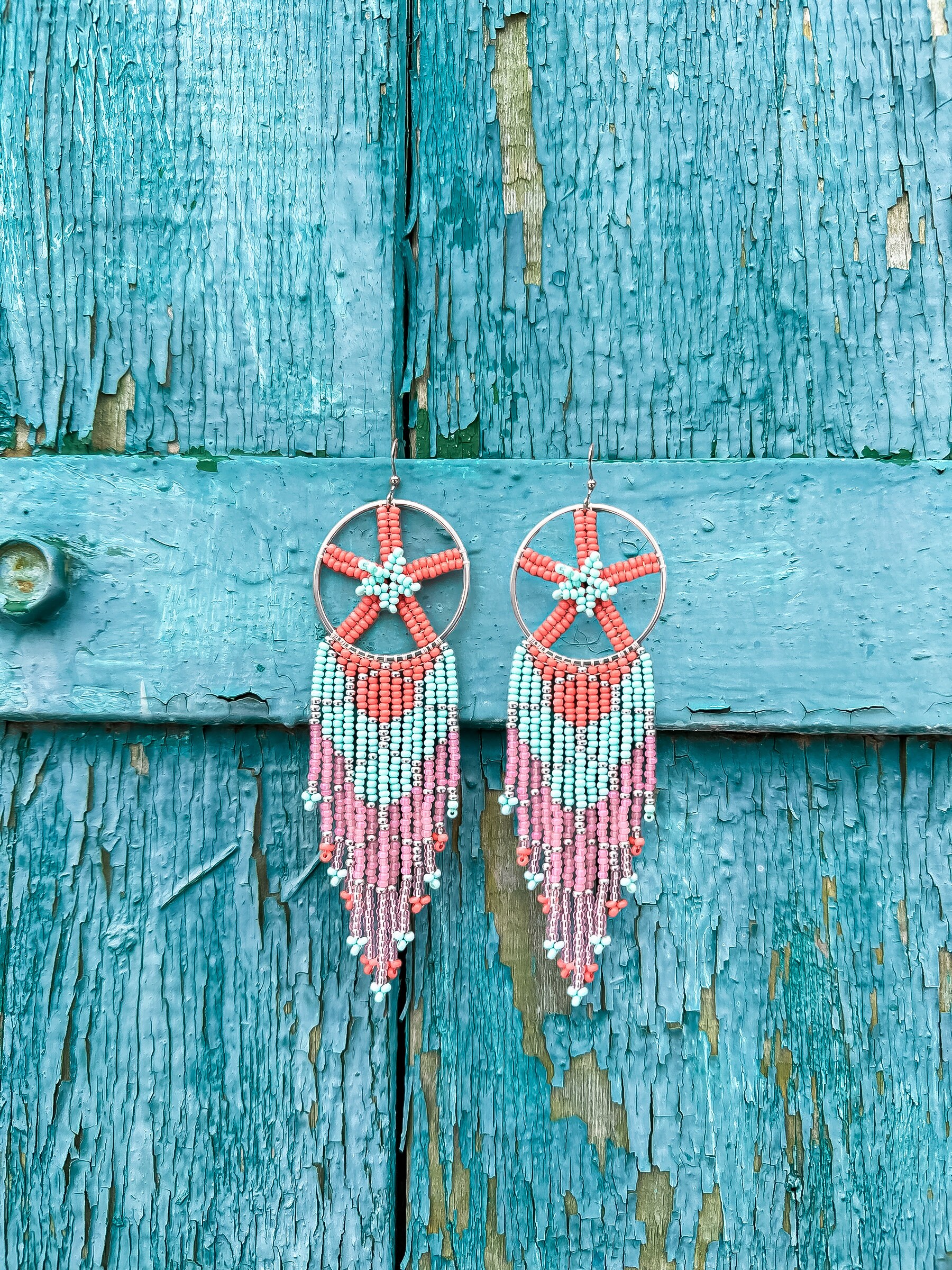 PDF Pattern Siren Mermaid Gradient Earrings, Pastel Coral Starfish ...