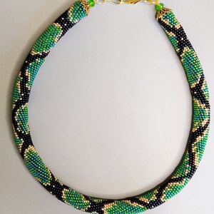 DIY Kit Bead Crochet Green Snake Necklace - DIY Emerald Python Necklace ...