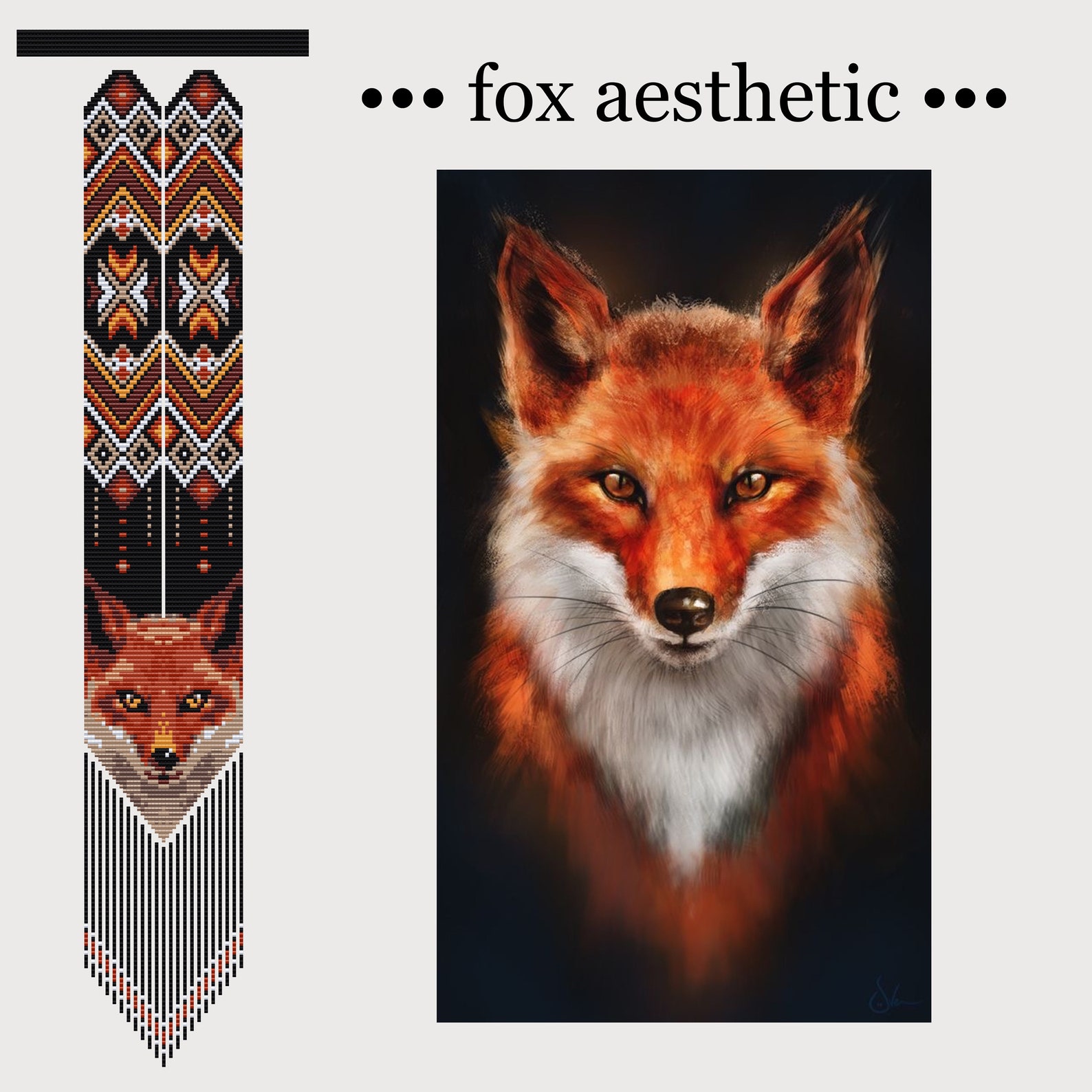 DIY Kit Native Red Fox Beaded Gerdan Pattern - Red Loom Bead Necklace ...