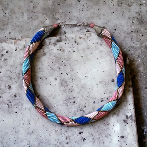KIT to Make Rhombuses Bead Crochet Necklace, Colorful Pattern Necklace ...
