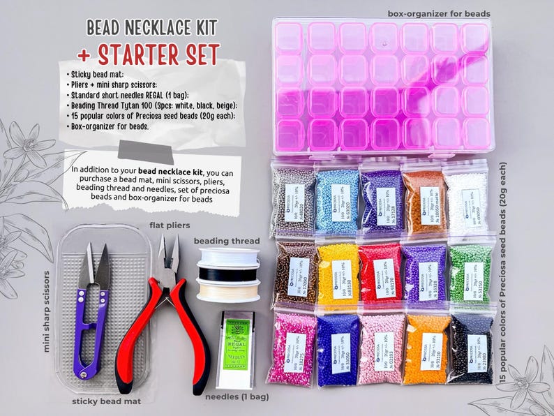DIY Kit: Create Your Own Beaded Collar Seed Bead Lace Necklace for ...