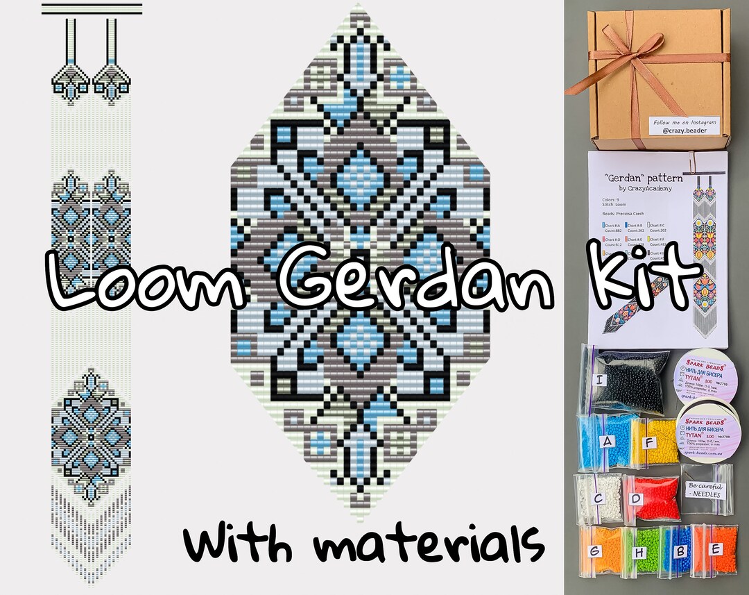 DIY Winter Blue Gray Bead Loom Necklace - Do It Yourself Gerdan - DIY ...