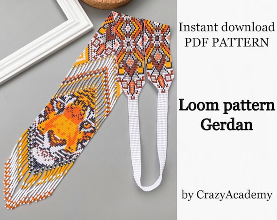 PDF Tiger Beaded Loom Necklace Pattern Bead Weaving Pattern - Etsy