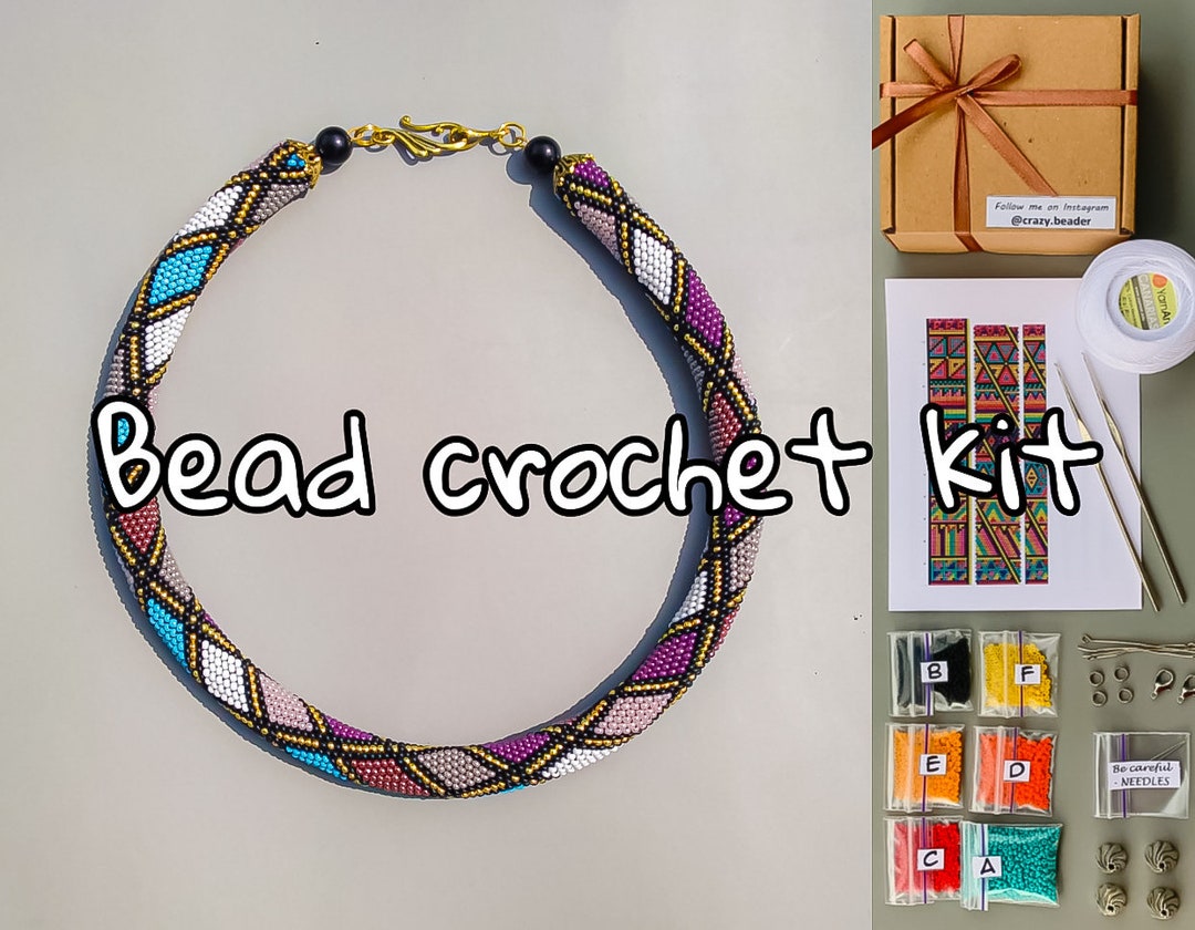 KIT to Make Rhombus Bead Crochet Necklace, Bead Pattern Necklace, DIY ...