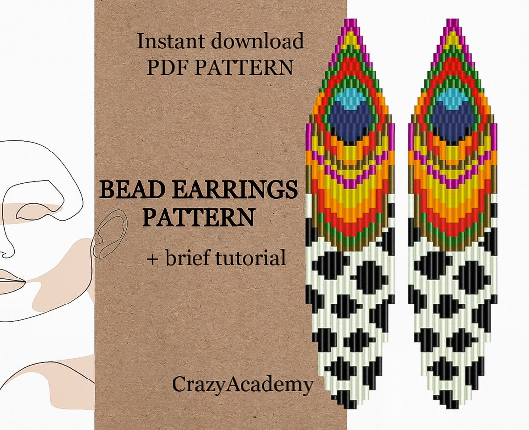 PDF Peacock White Cow Fringe Beading Earrings, Animal Cow Earrings ...