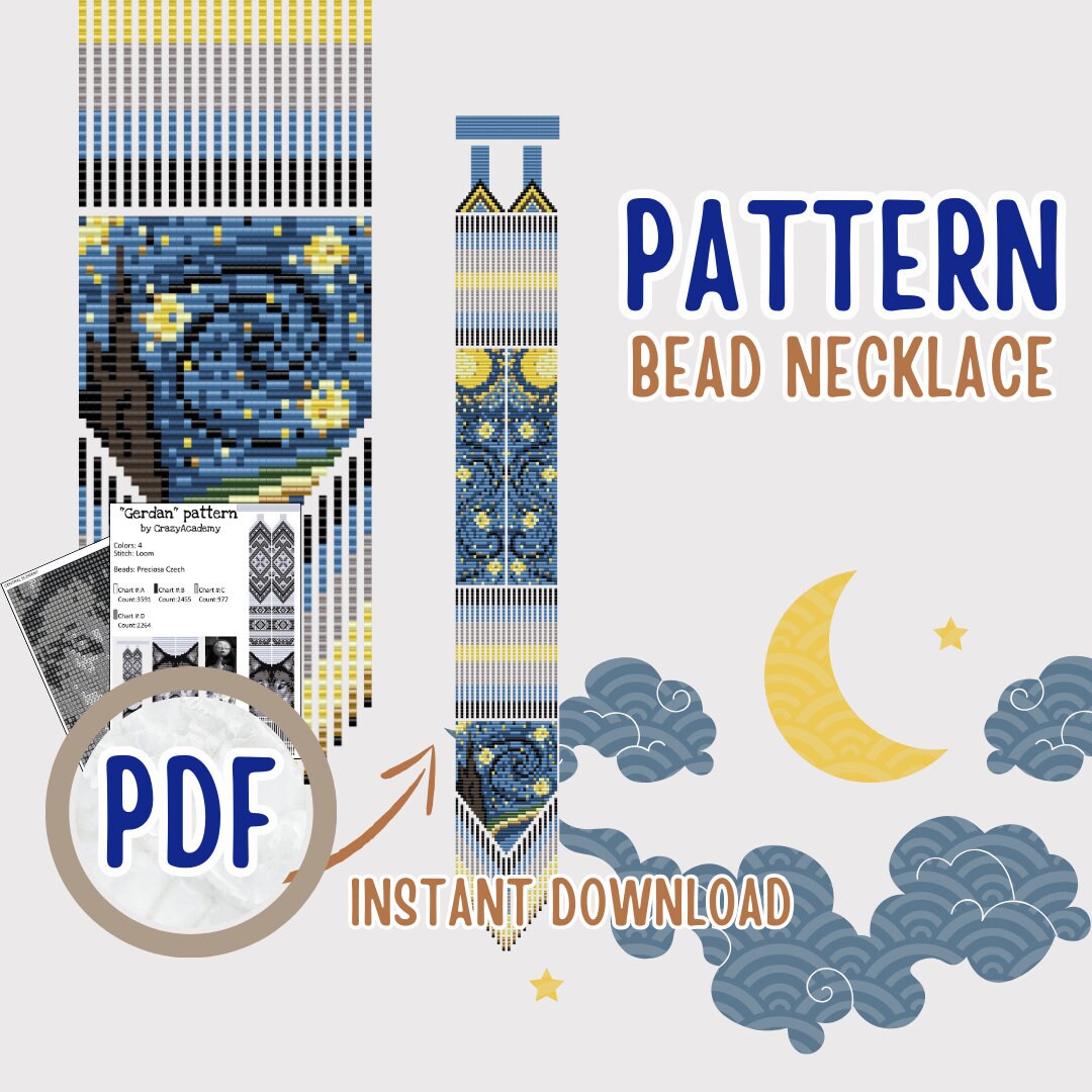PDF Pattern to Make Starlight Night Loom Woven Necklace, Starry Night ...