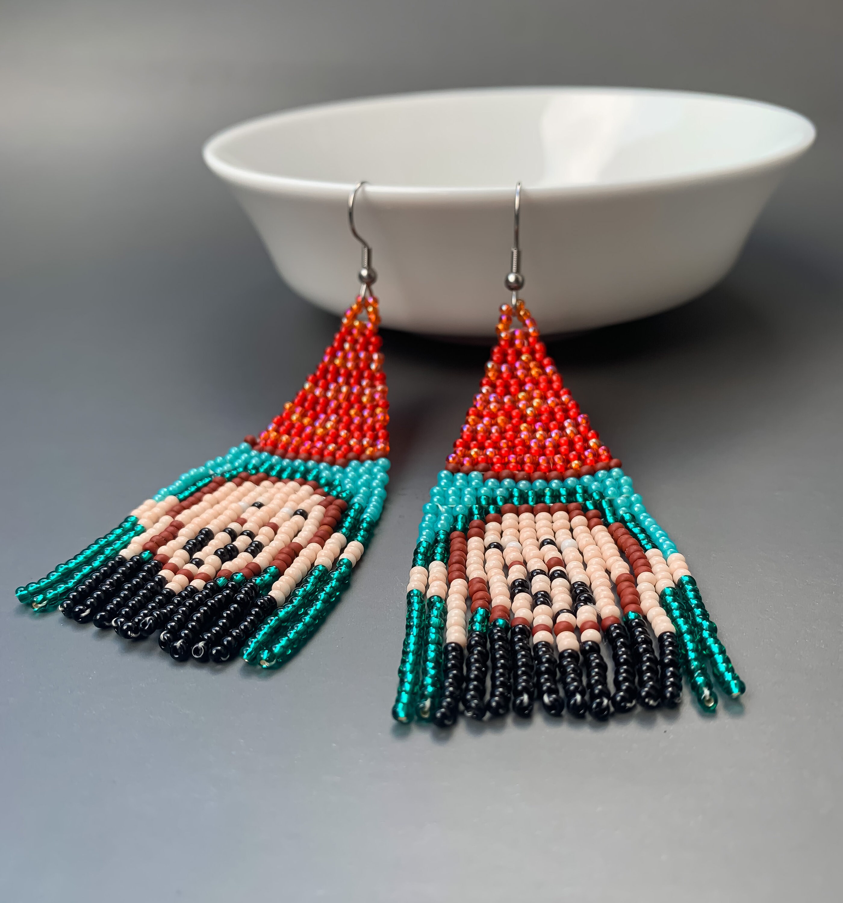 DIY Kit to Make the Scream Painting Bead Fringe Earring Pattern - Munch ...