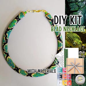 DIY Kit Bead Crochet Green Snake Necklace - DIY Emerald Python Necklace ...