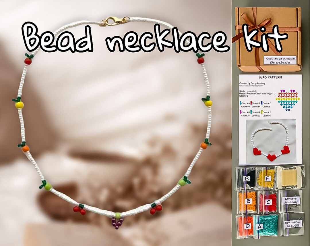 DIY Beading Fruits Necklace Kit, Beadwork Tutorial, Orange Fruit ...