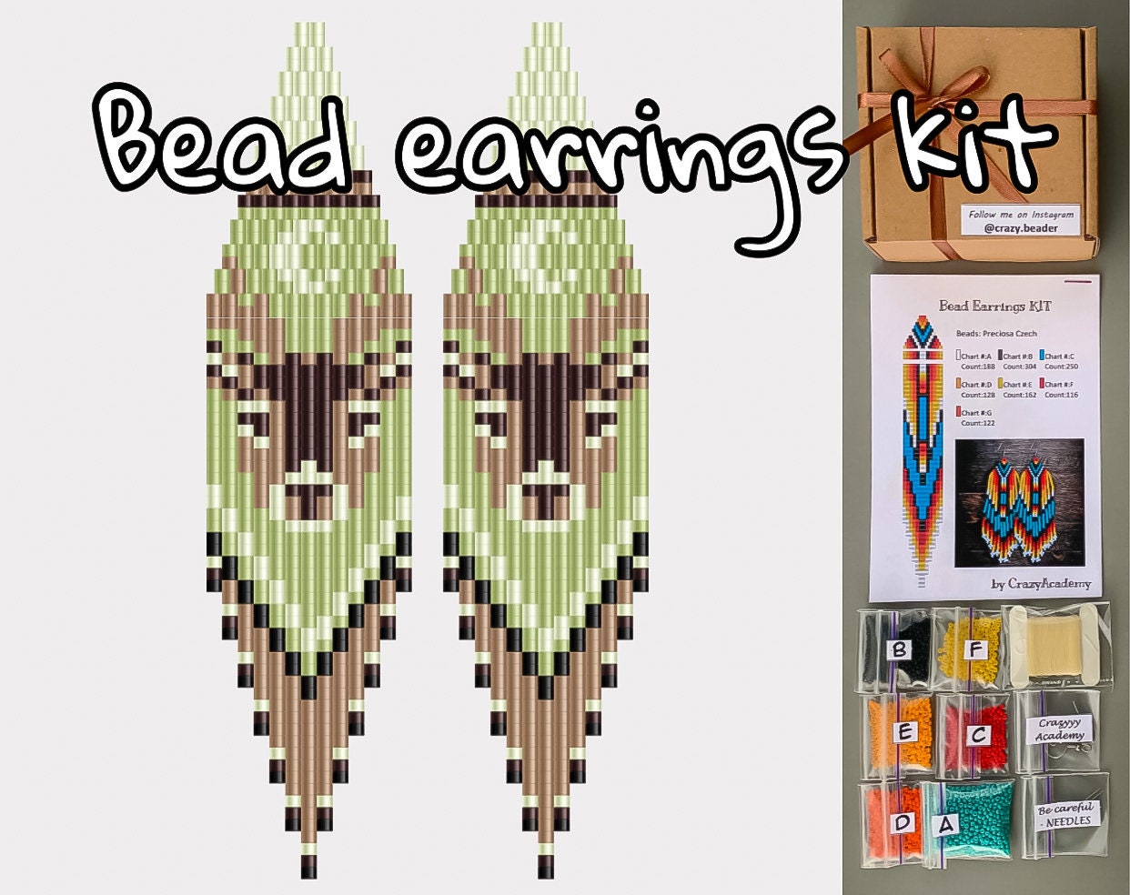DIY Deer Beaded Earrings Kit Christmas Crafts Gift Make Your - Etsy