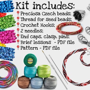 KIT to Make Long Bead Crochet Orange Tiger Necklace - African Jewelry ...