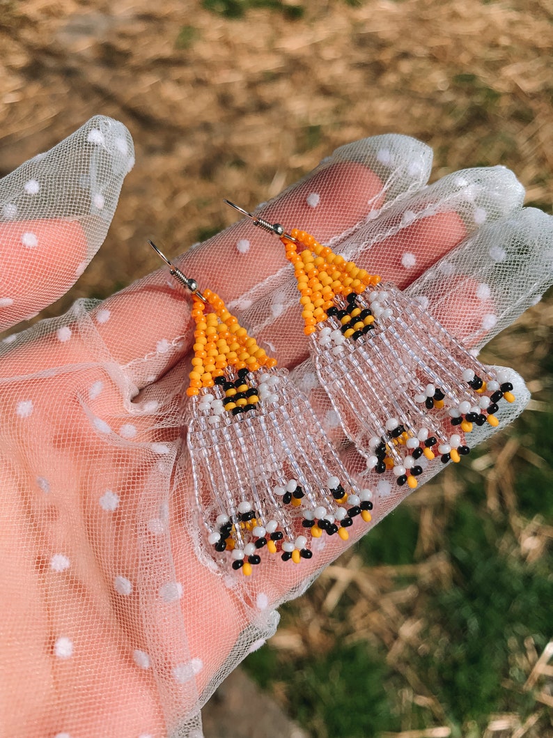 DIY Kit Honey Boho Bee Earrings Bee Bead Fringe Earrings - Etsy