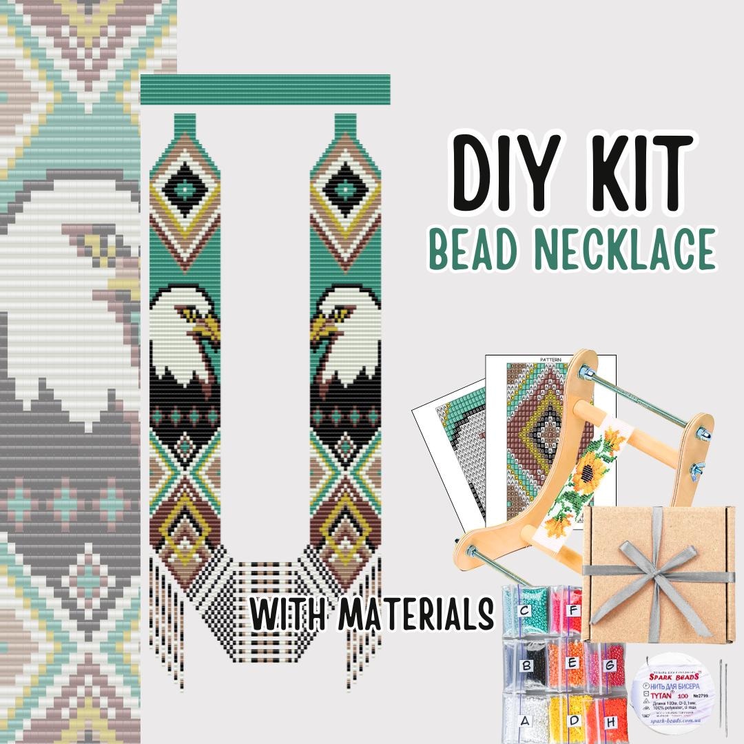 DIY Eagle Beaded Gerdan Kit, Loom Necklace Pattern & Beading Kit, Wild ...