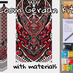 DIY Bead Red Dragon Necklace Kit, DIY Craft Kit, Hand Loomwork Pattern ...