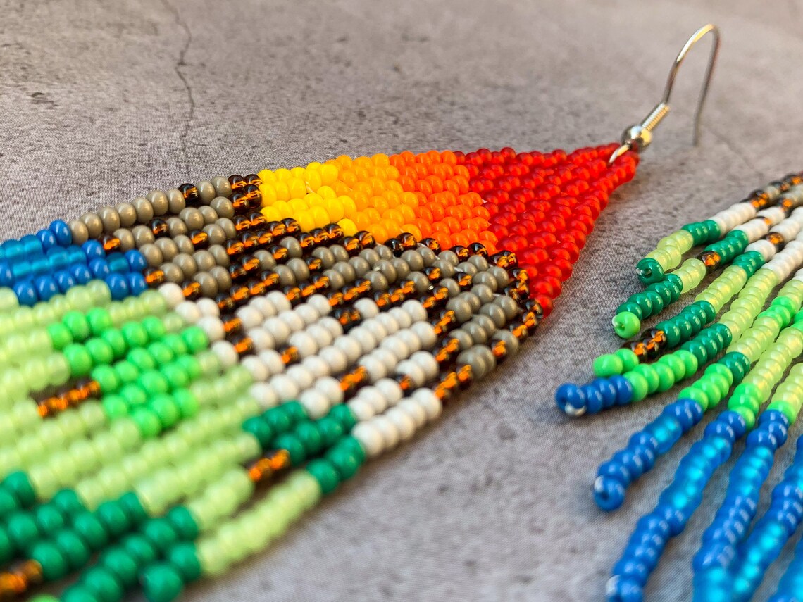 DIY Kit to Make Sunset Pattern Bead Fringe Earrings - Etsy