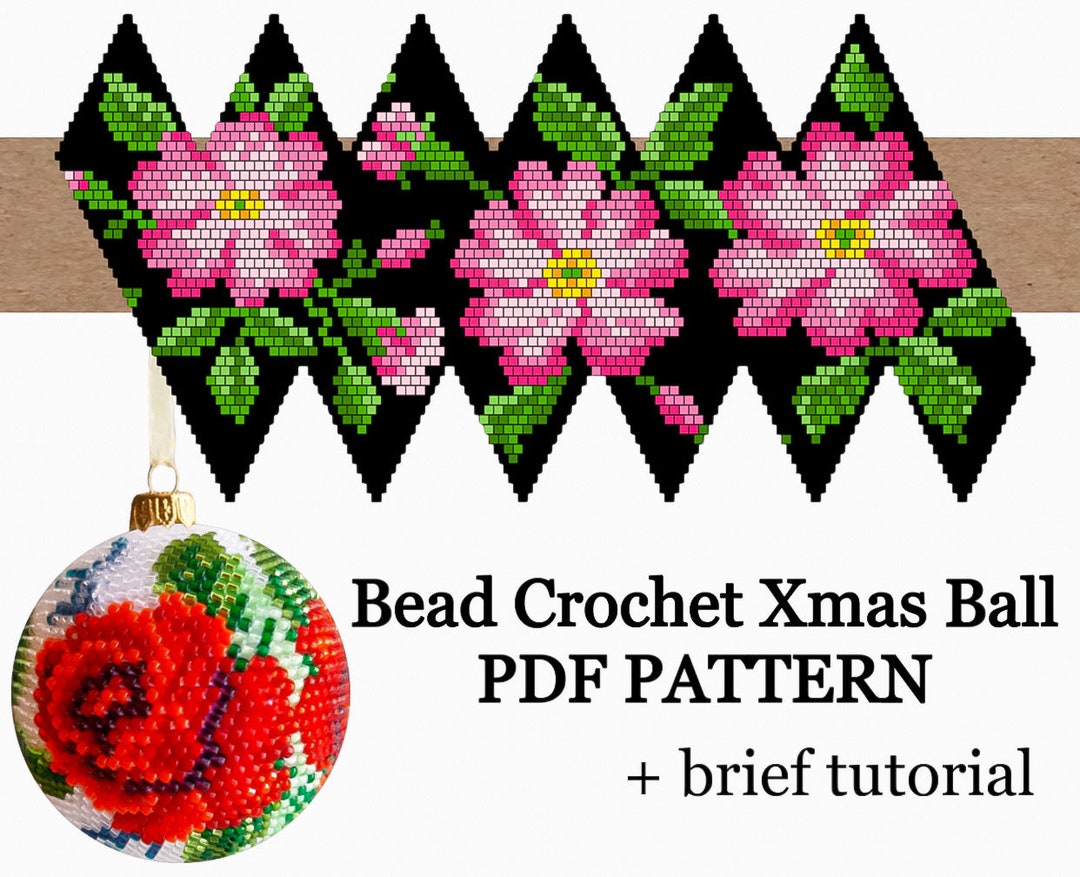 PDF Pink Rose Hip Beadwork Pattern, Bead Crochet Tutorial, Beading ...