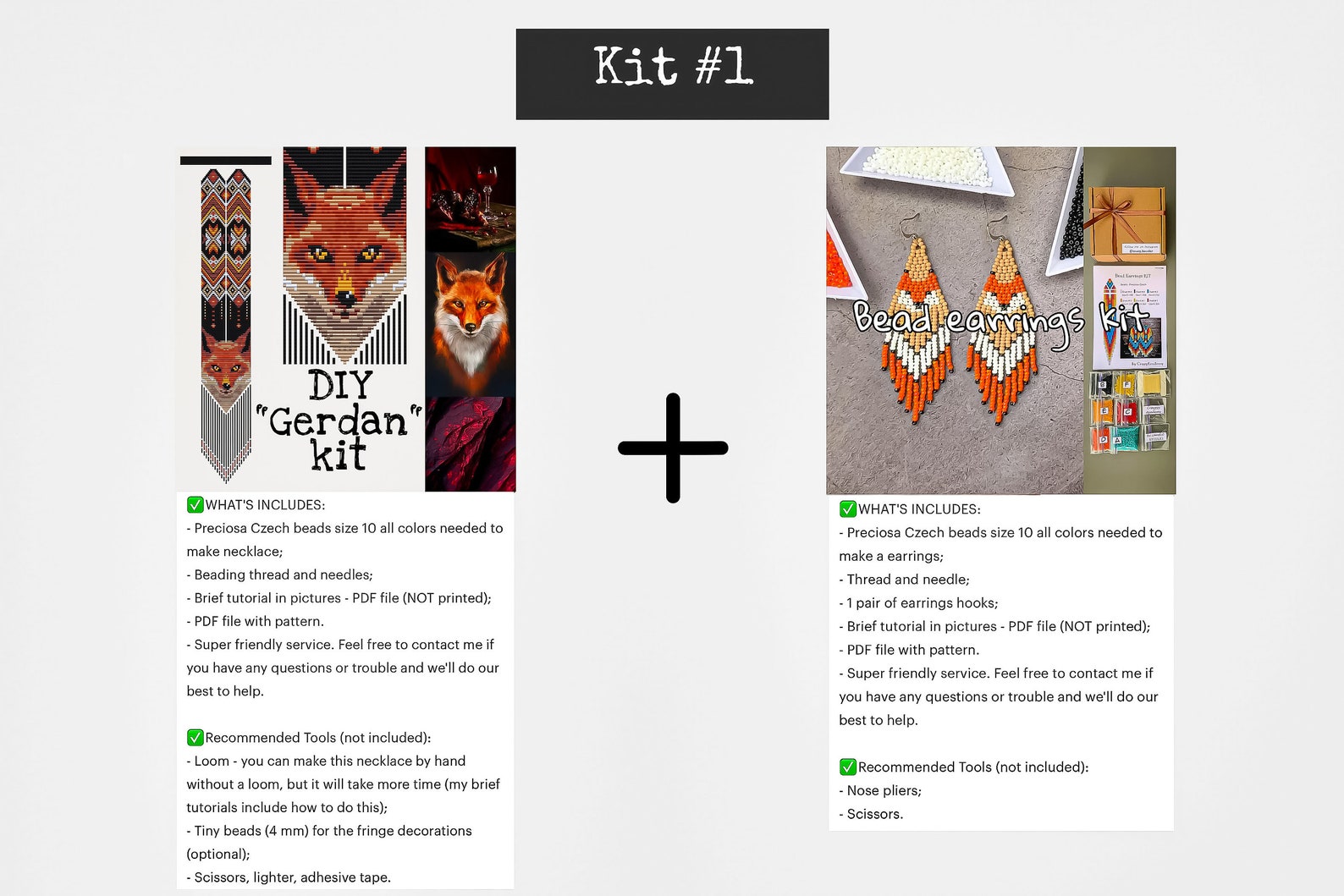 DIY Kit Native Red Fox Beaded Gerdan Pattern - Red Loom Bead Necklace ...