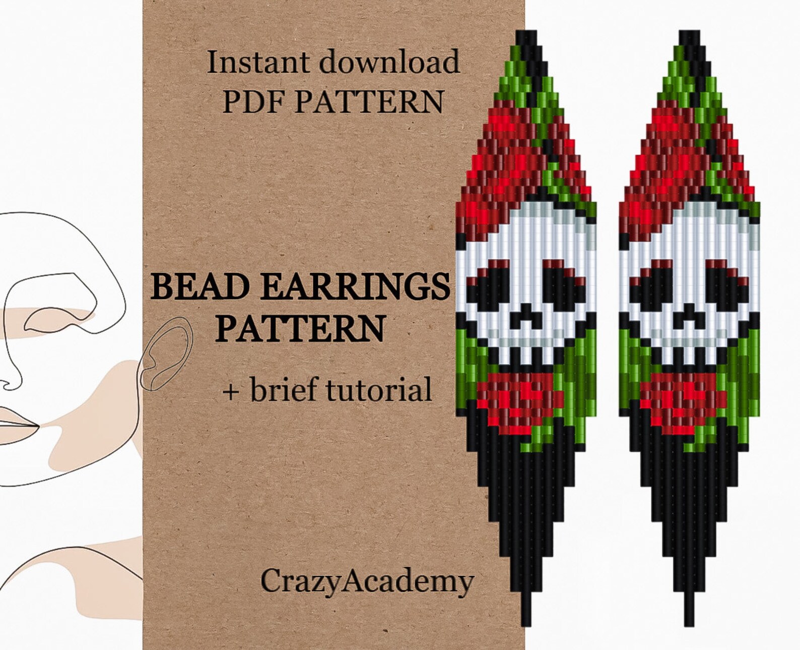 PDF Beaded Skull Fringe Earrings Pattern Halloween Bead Rose - Etsy