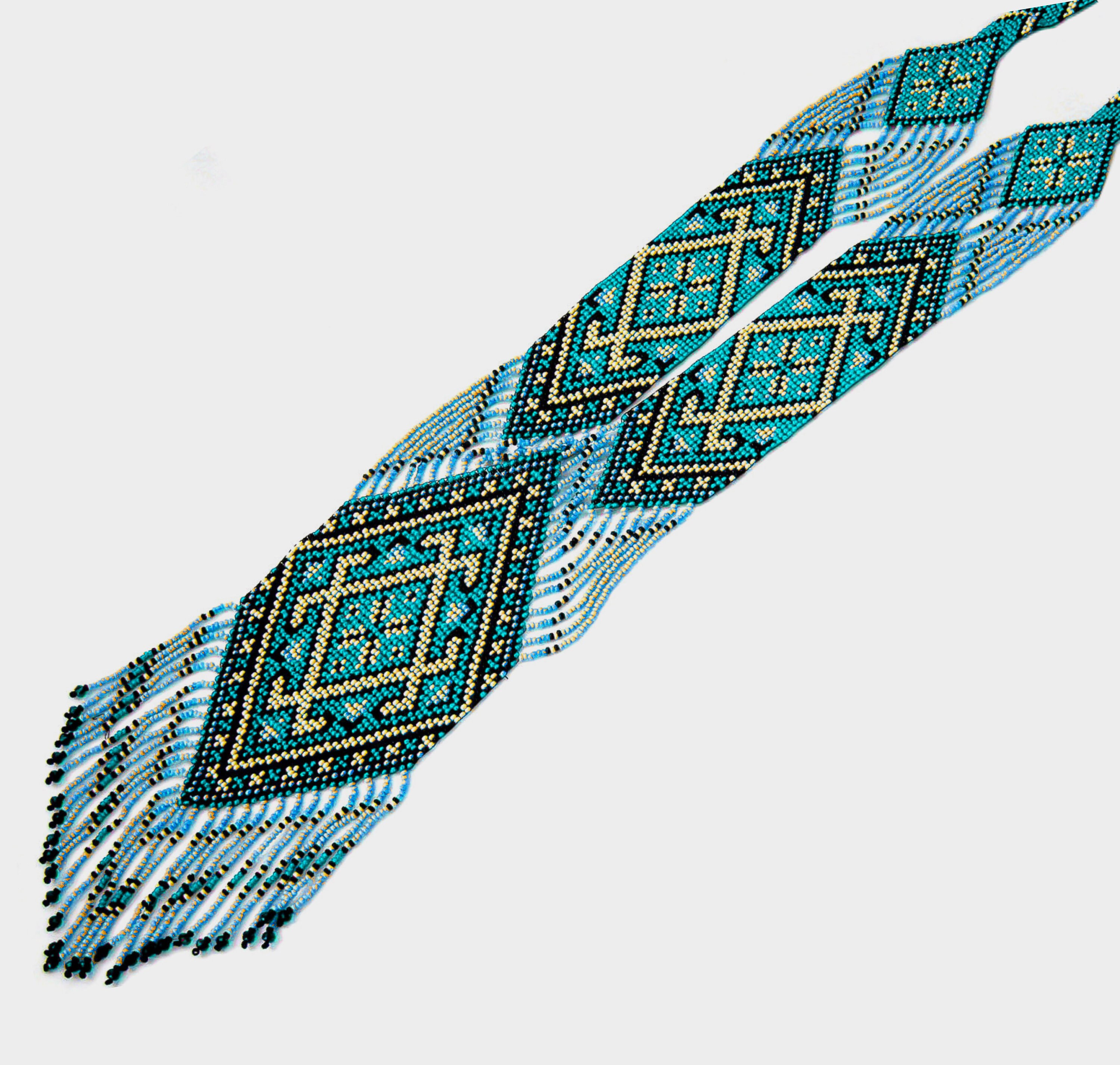 DIY Kit to Make Geometric Gerdan Turquoise Beaded Split Loom | Etsy