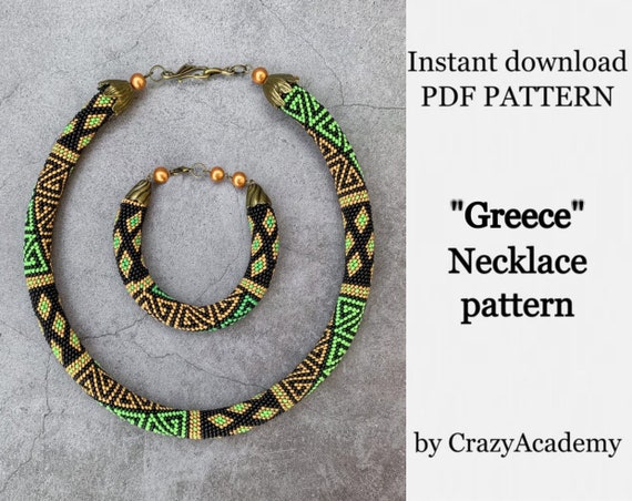 PDF Greece patchwork Necklace pattern Bead Crochet pattern | Etsy