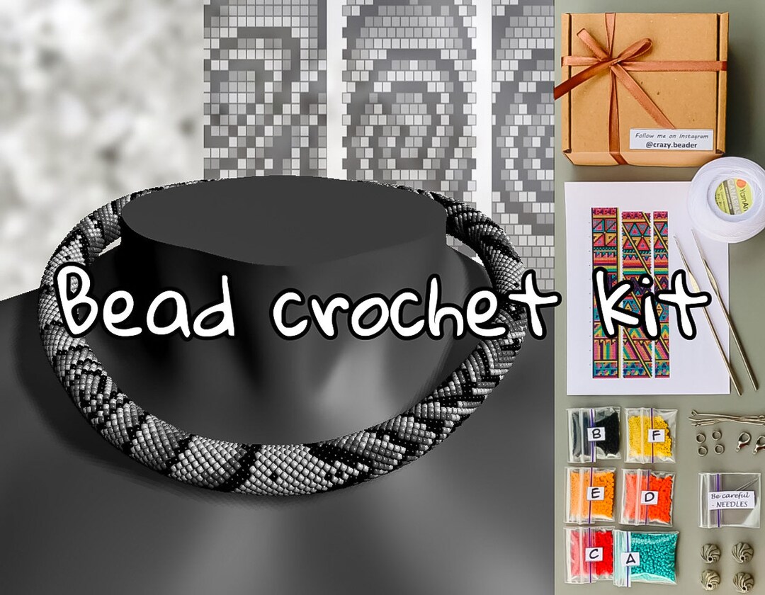 DIY Gray Hypnosis Beadwork Necklace Kit, Bead Crochet Necklace KIT, DIY ...