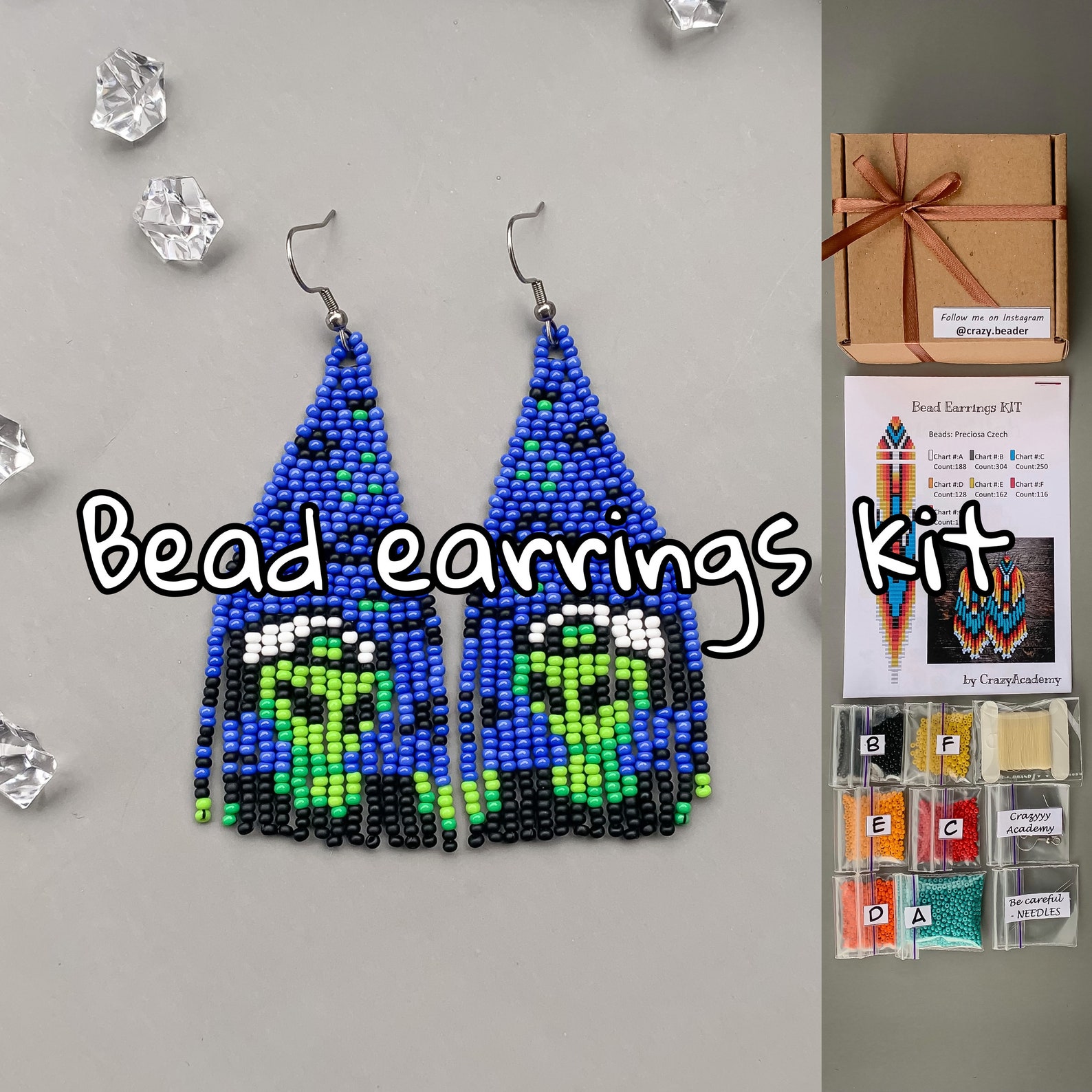 DIY Kit Alien Fringe Beading Earrings UFO Extraterrestrial - Etsy