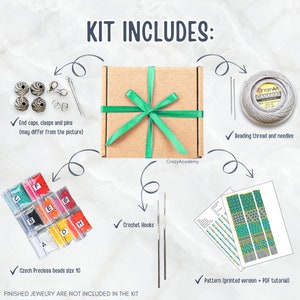 DIY KIT to Make Boho Style Beige Necklace, Geometric Beige Bead Crochet ...