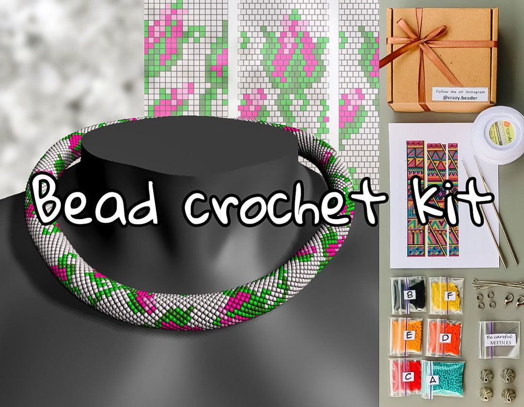 DIY Beaded Necklace Kit, for Beginner Pattern Flower Necklace Kit ...