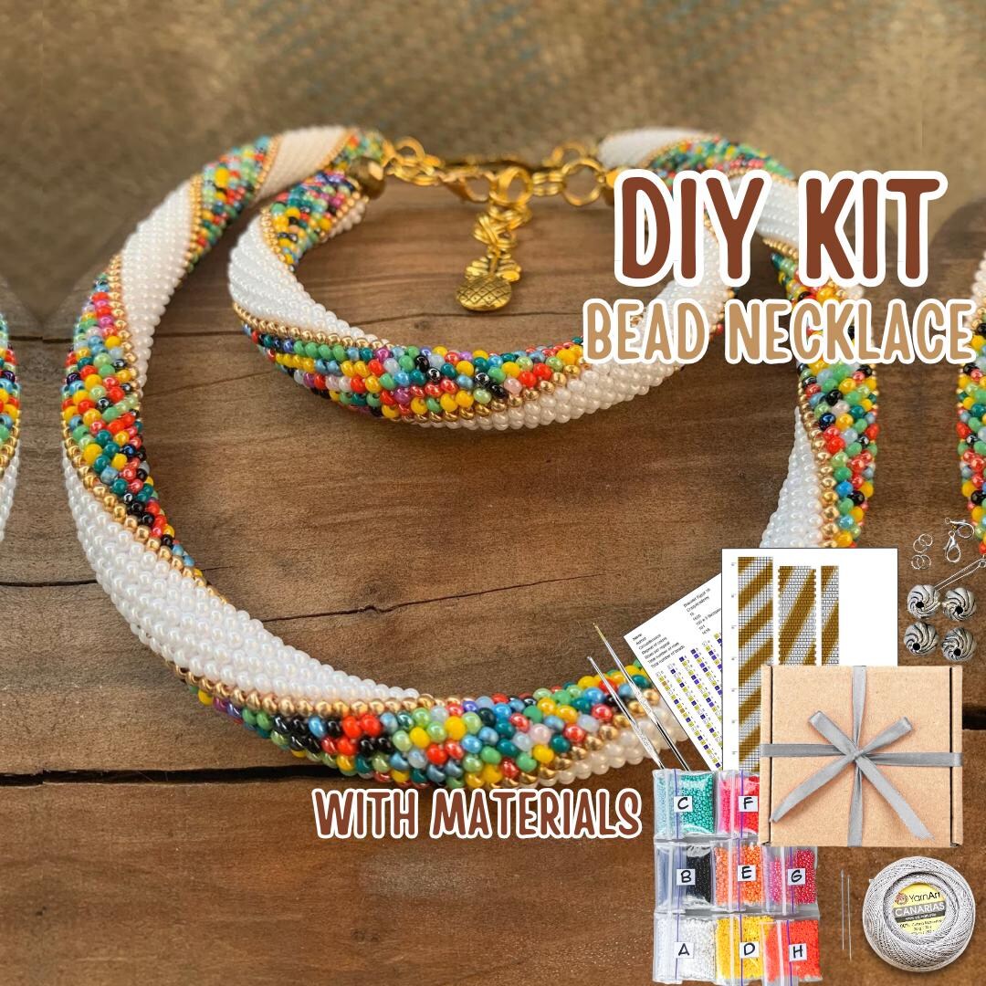 Kit to Make Bead Crochet Necklace - Geometric Design Necklace - Jewelry ...