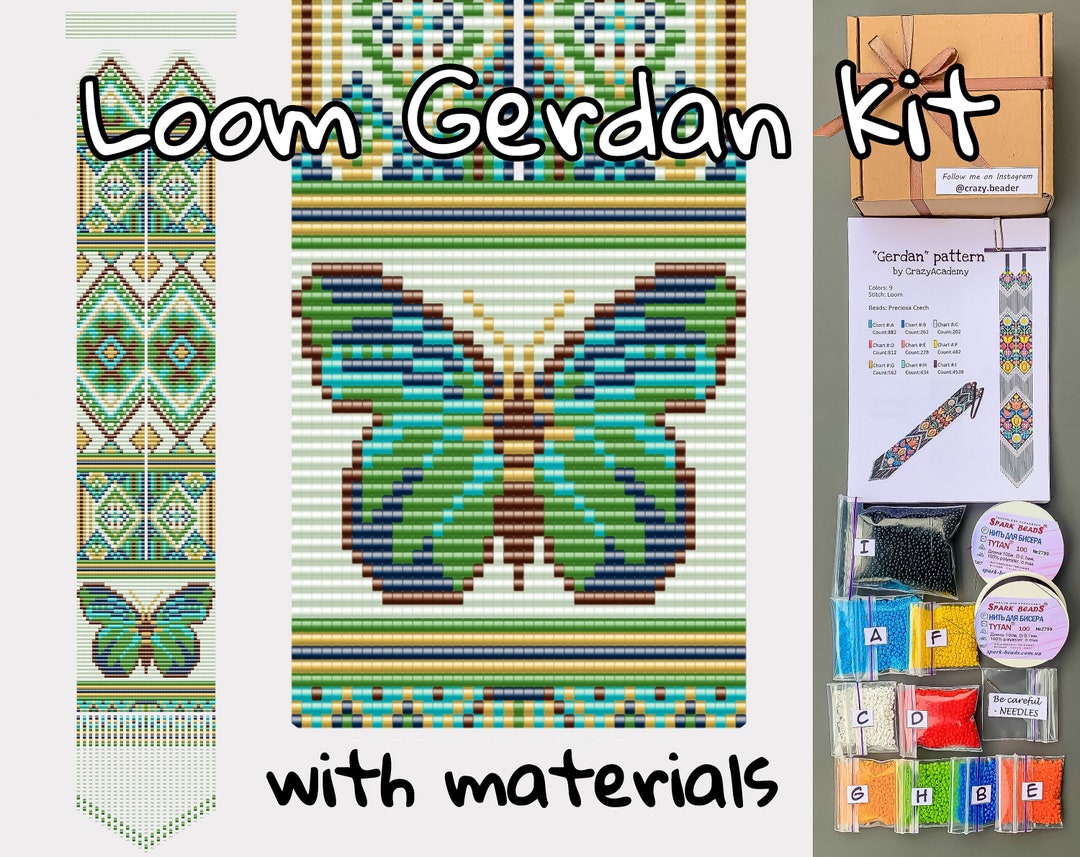 DIY Butterfly Beaded Loom Necklace Kit, Bead Weaving Kit, Loomwork ...