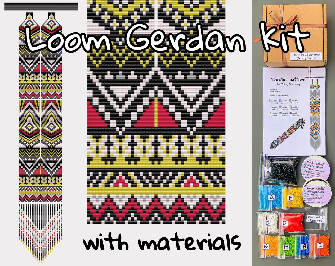 DIY Kit to Make Motley Colorful Geometric Gerdan Fringe, Seed Bead ...