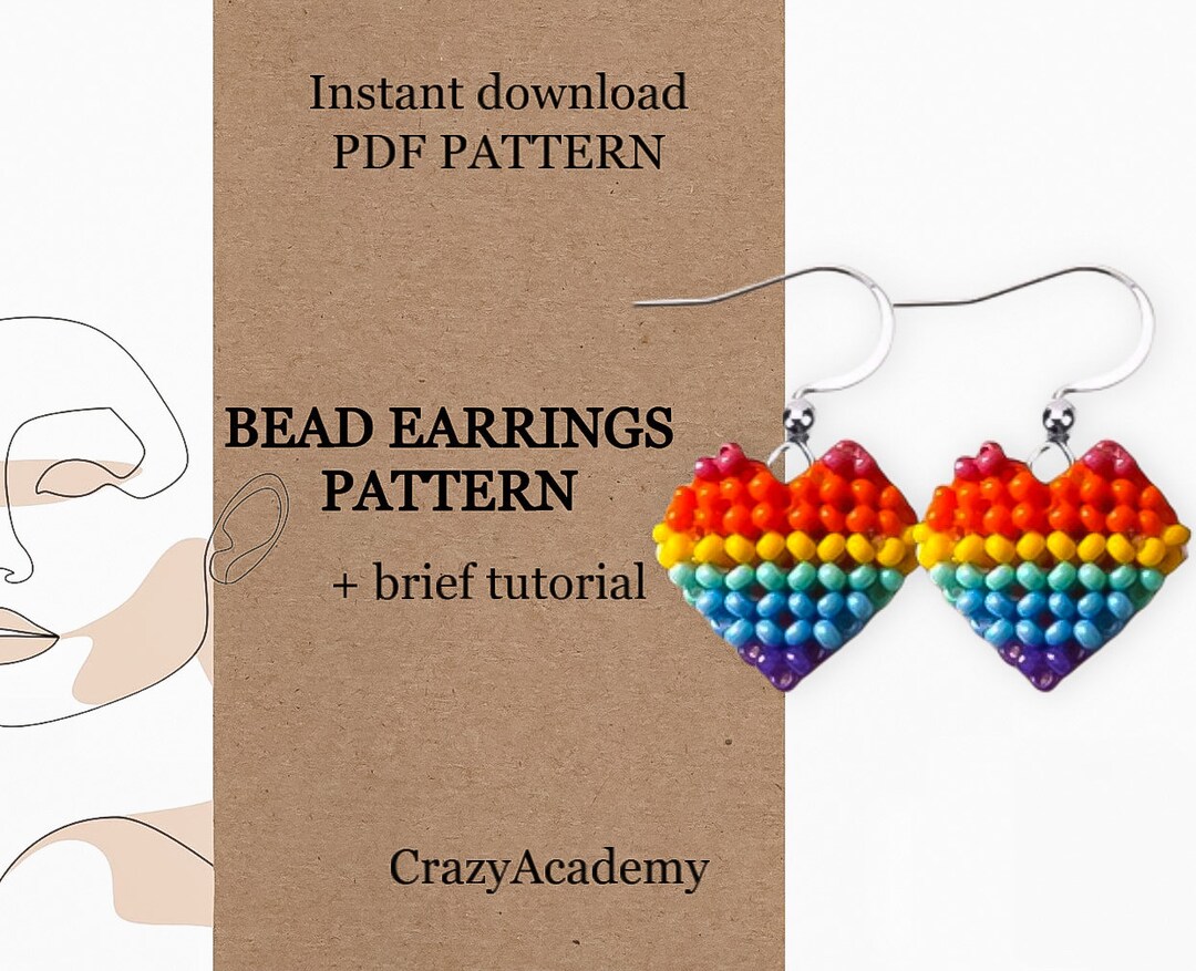 PDF Rainbow Heart Bead Needle Beginner Pattern, Beading Heart Pattern ...