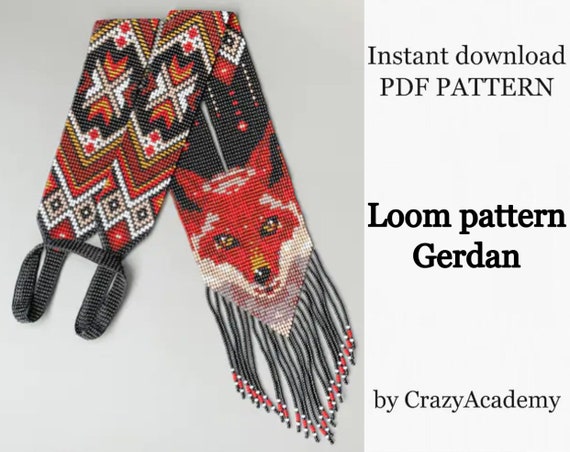 PDF DIY Native Red Fox Beaded Gerdan Pattern Red Loom Bead - Etsy