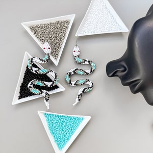 PDF DIY Snake Bead Earrings Tutorial, Blue Silver Reptile Skin Earrings ...