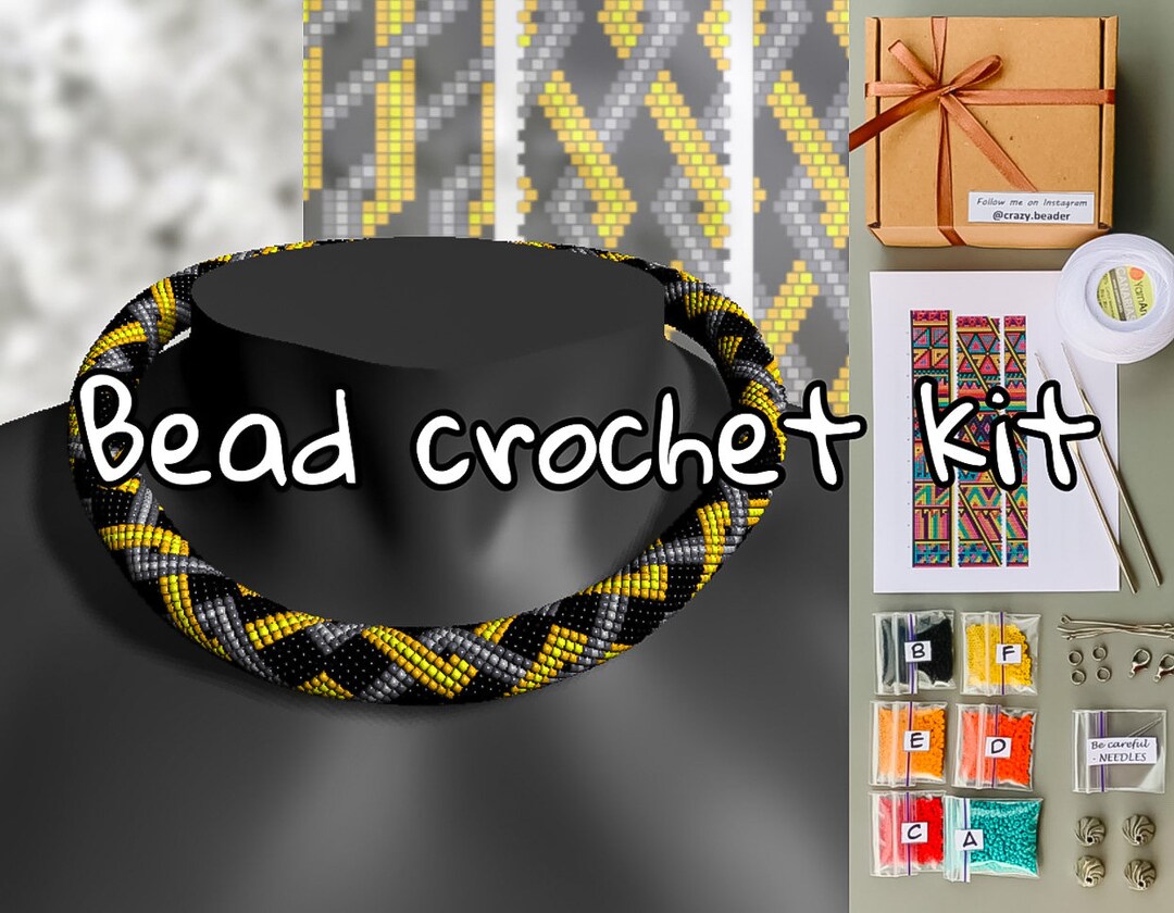 Diy Hypnosis Geometric Necklace, KIT to Make Bead Crochet Rope, Craft ...