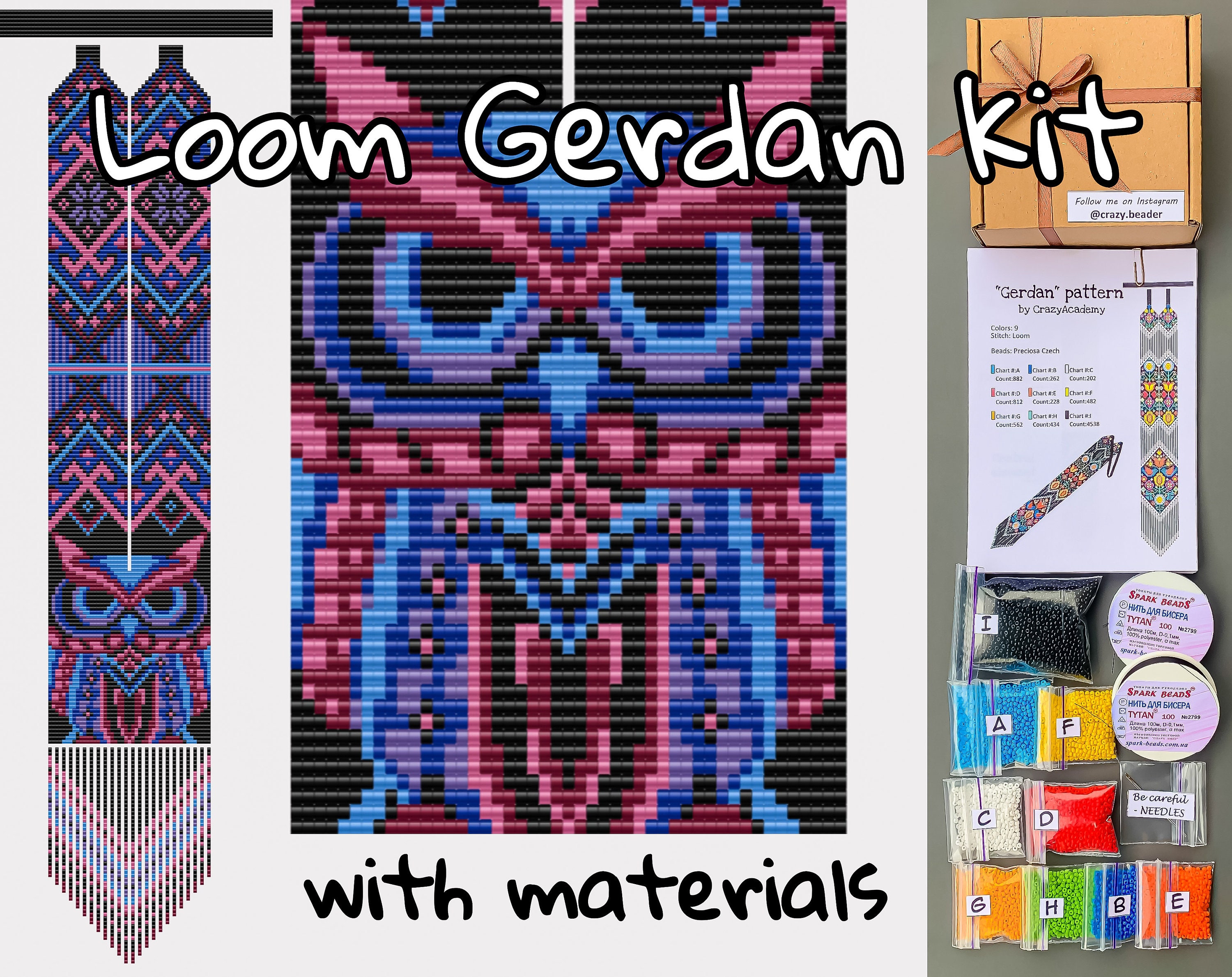 DIY Kit Neon Owl Bead Gerdan Necklace Seed Bead Bird Animal - Etsy