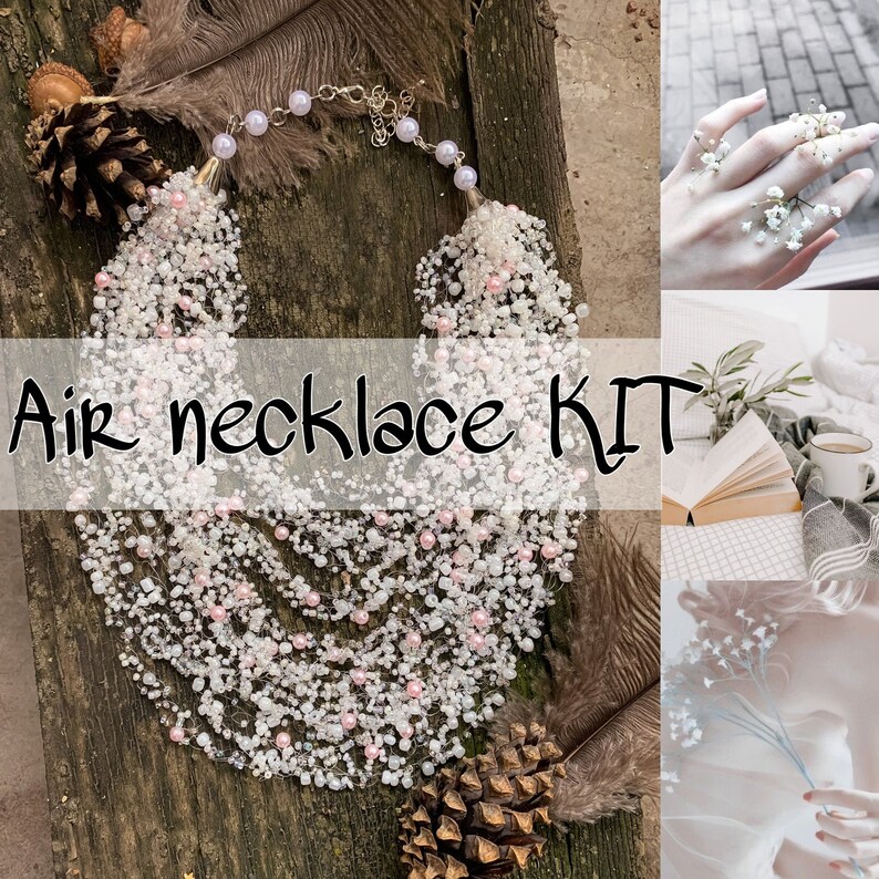 DIY KIT to Make Airy Bead Crochet necklace black silver | Etsy