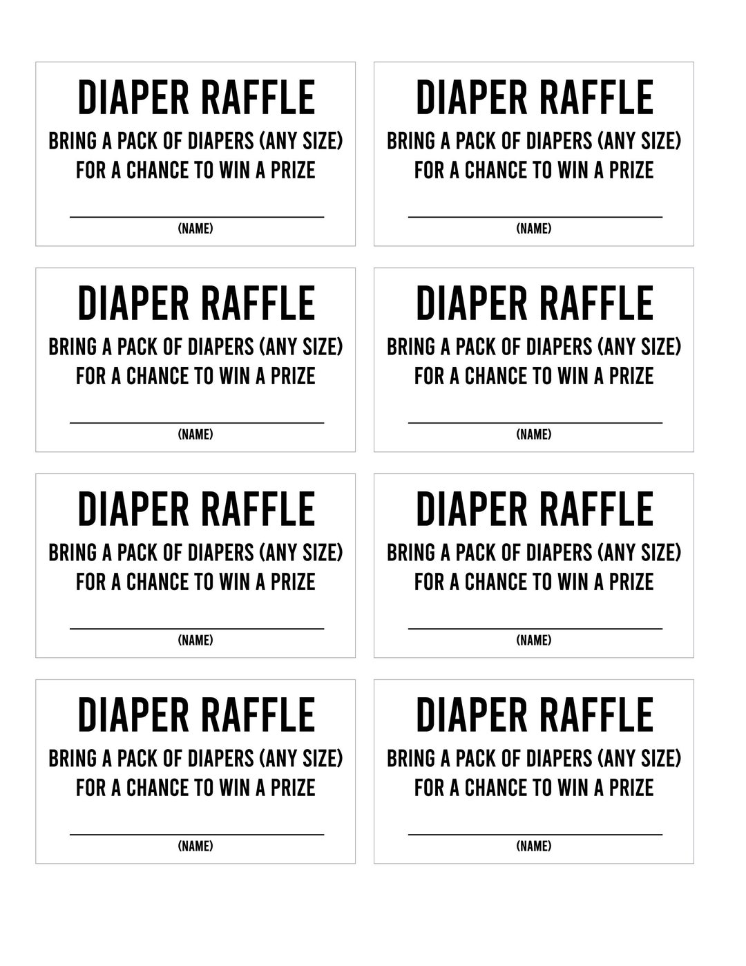 Baby Shower Diaper Raffle Tickets Digital Download Printable PDF - Etsy