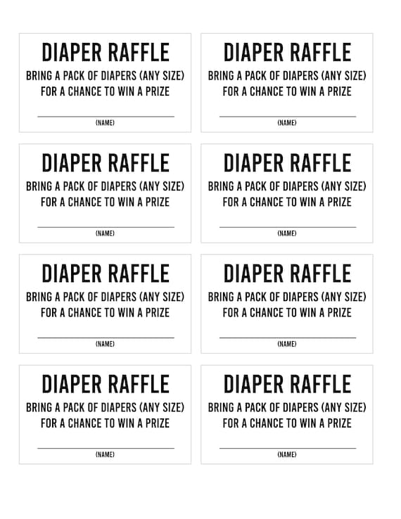 Baby Shower Diaper Raffle Tickets Digital Download Printable - Etsy