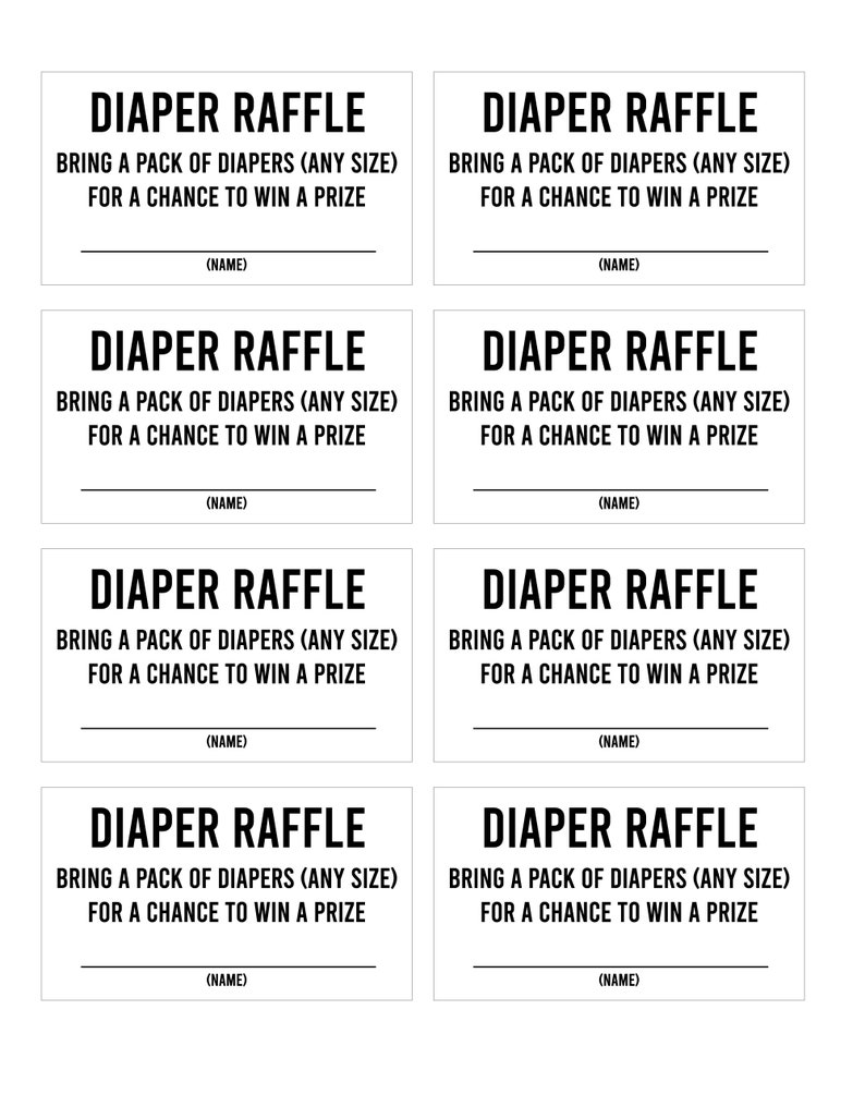 Baby Shower Diaper Raffle Tickets Digital Download Printable PDF - Etsy