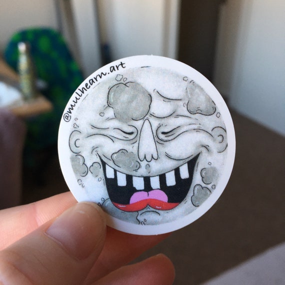 Moon Face Sticker - Etsy